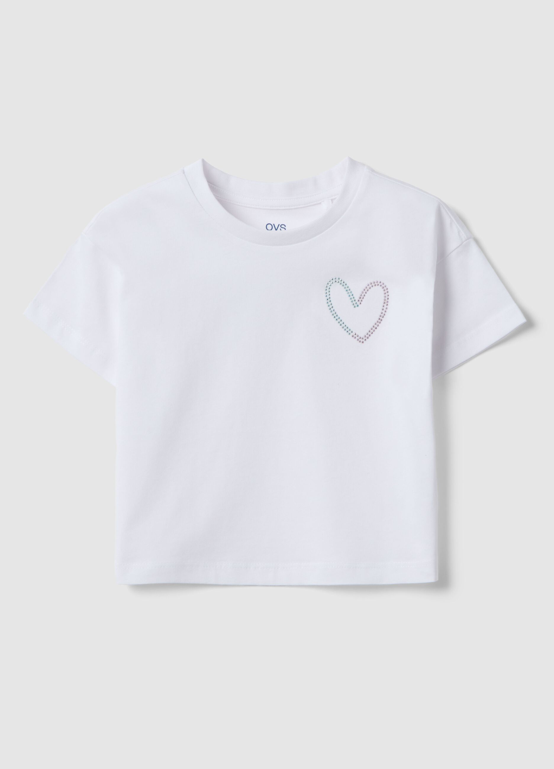 OVS KIDS Girl's T-shirt branco de puro algodão para menina, boxy fit ...