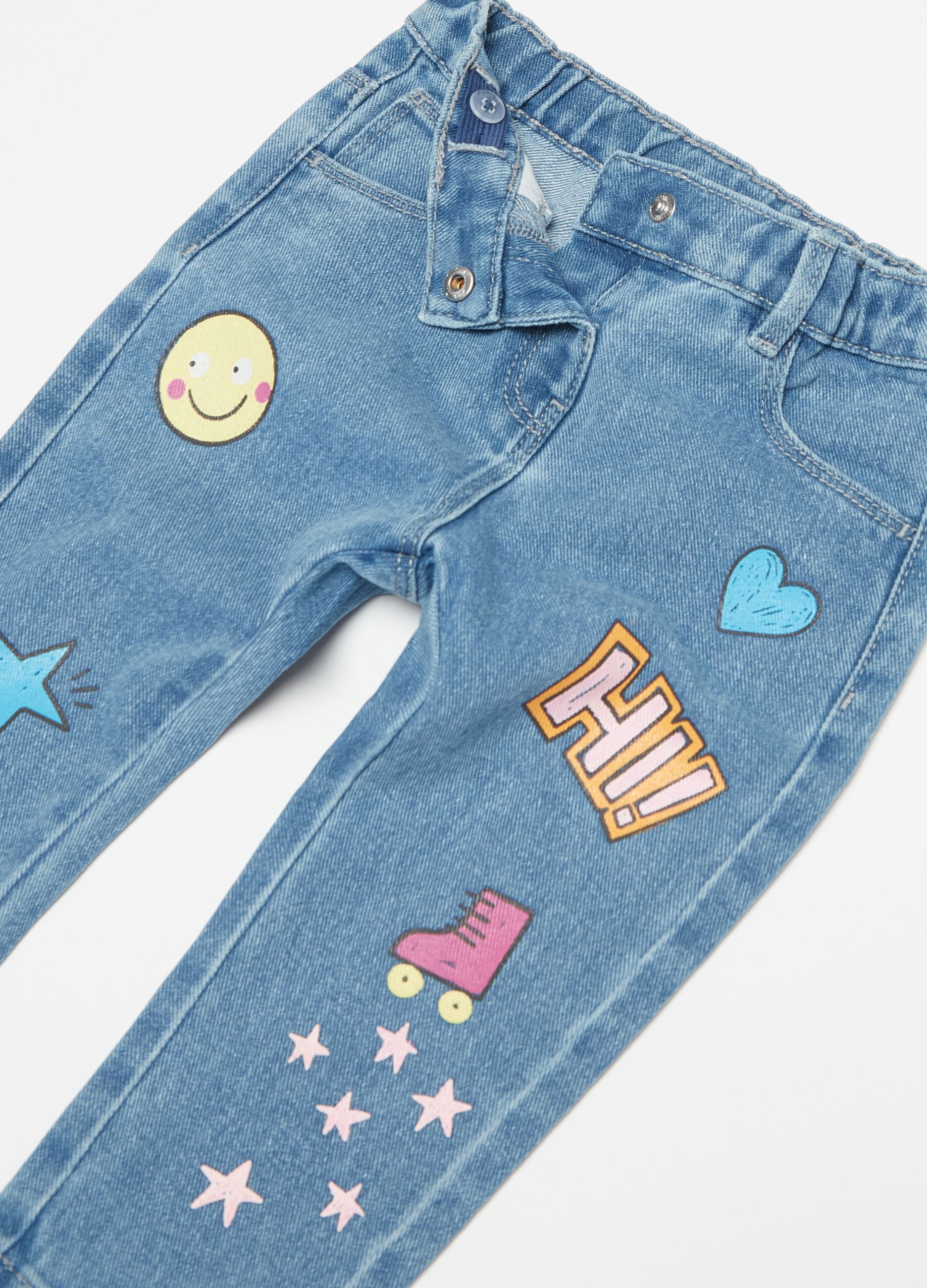 FAGOTTINO Baby Girl's Light Wash Five-pocket jeans with print | OVS