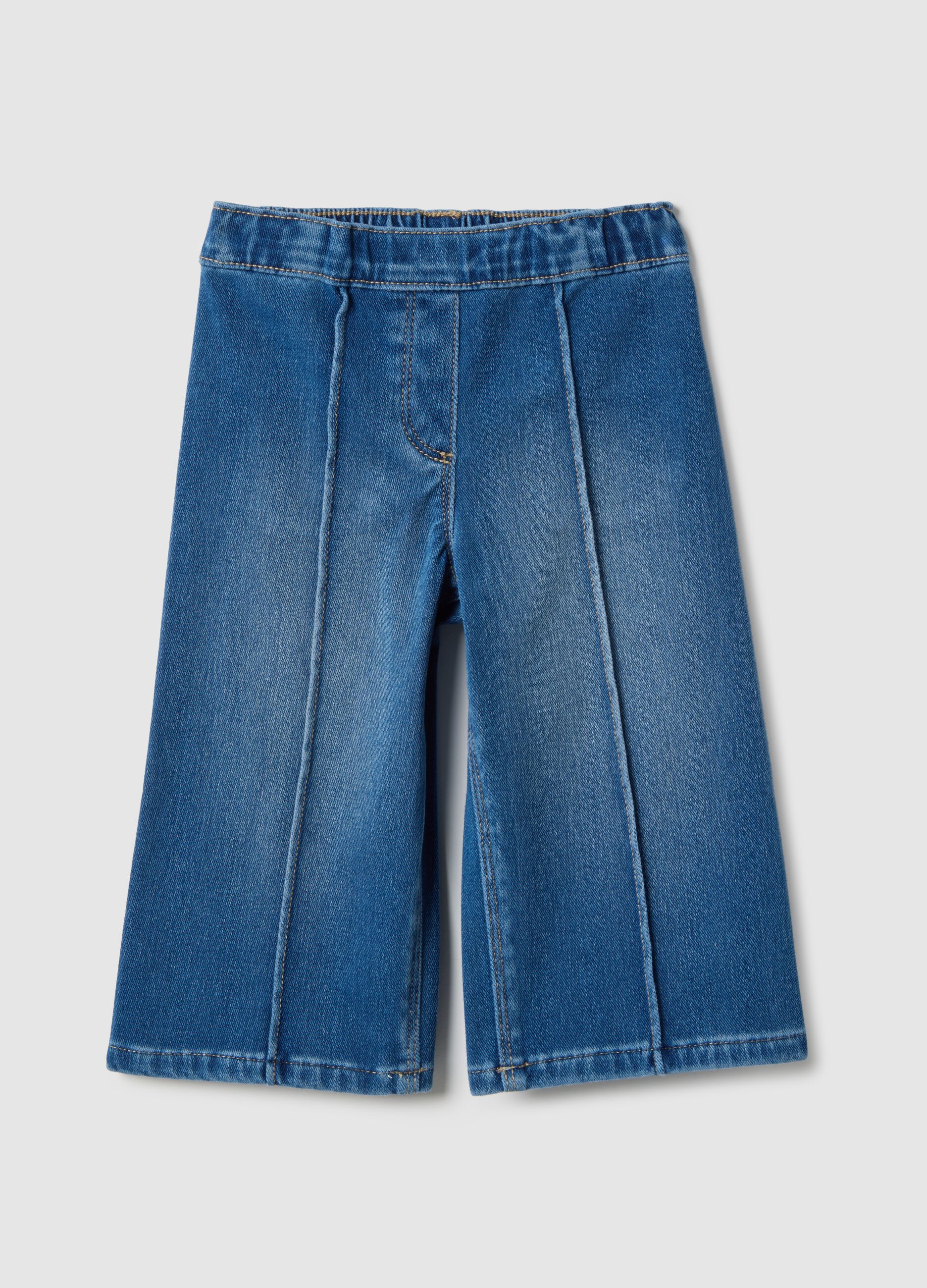 FAGOTTINO Baby Girl's Super wide leg blue stretch denim jeggings for ...