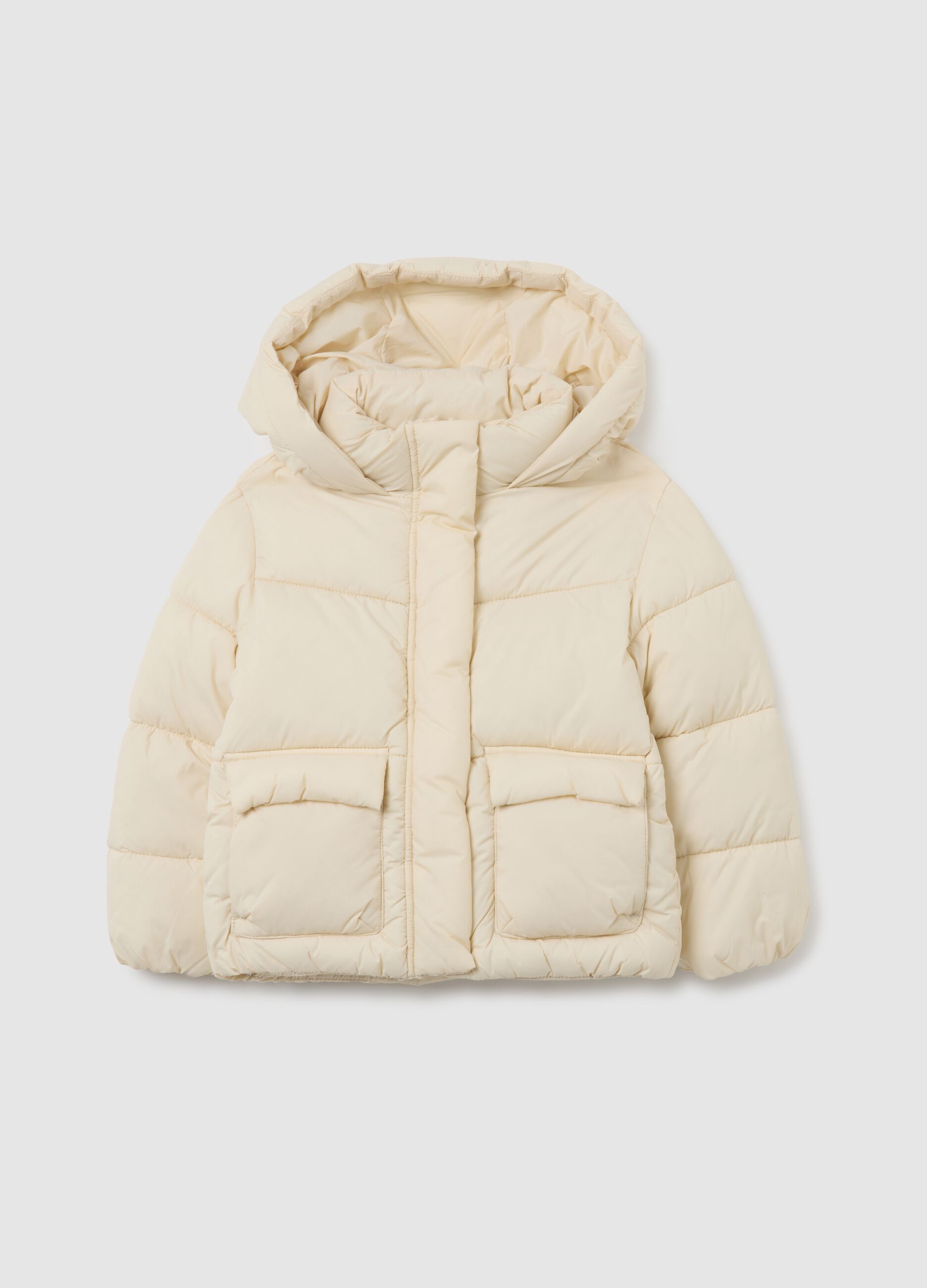 OVS KIDS Girl's Children's The Iconic Puffer Off-White Hooded Jacket | OVS