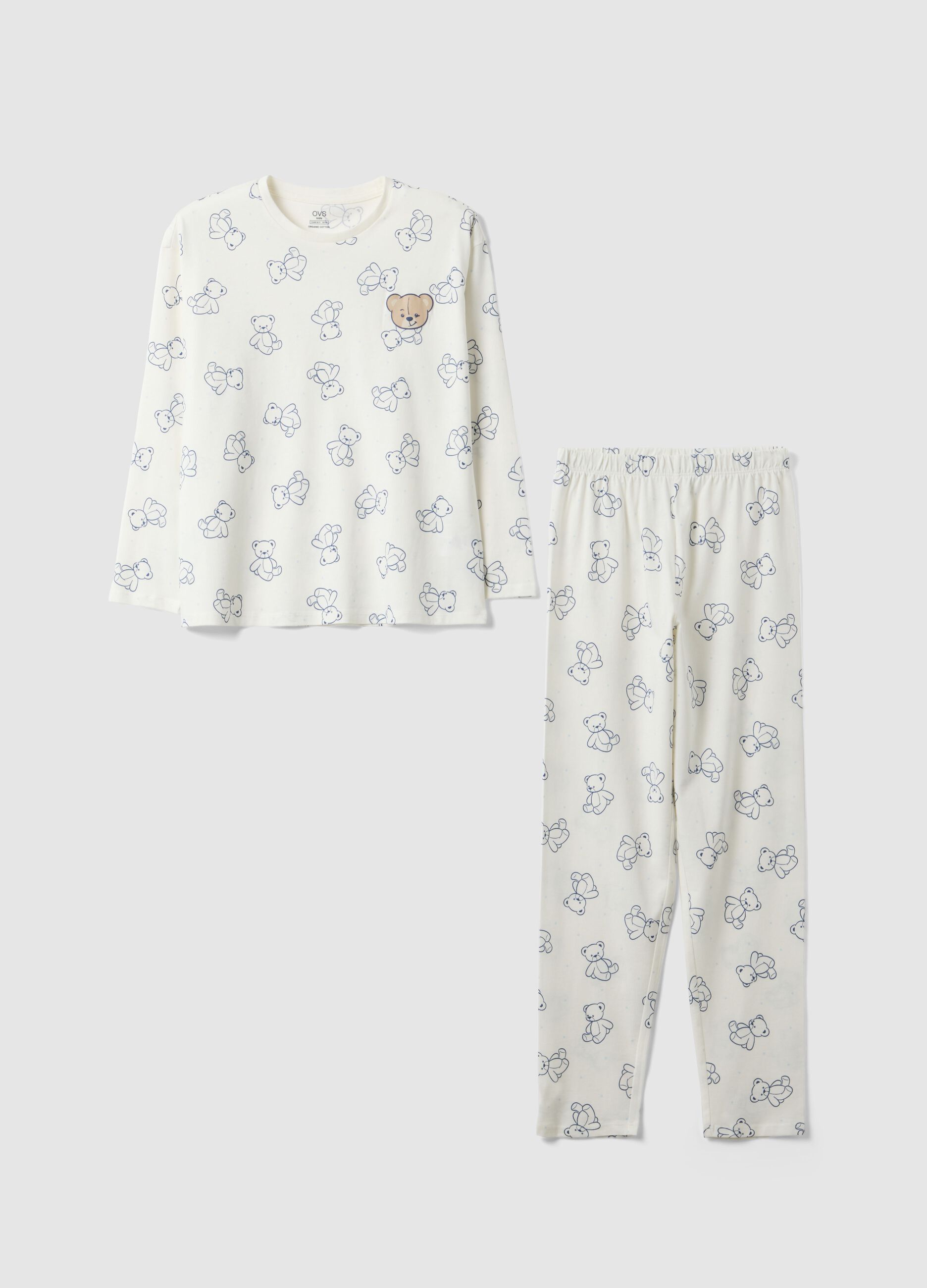 OVS KIDS Teen Girl's Girls' white regular fit pure cotton pyjamas with ...