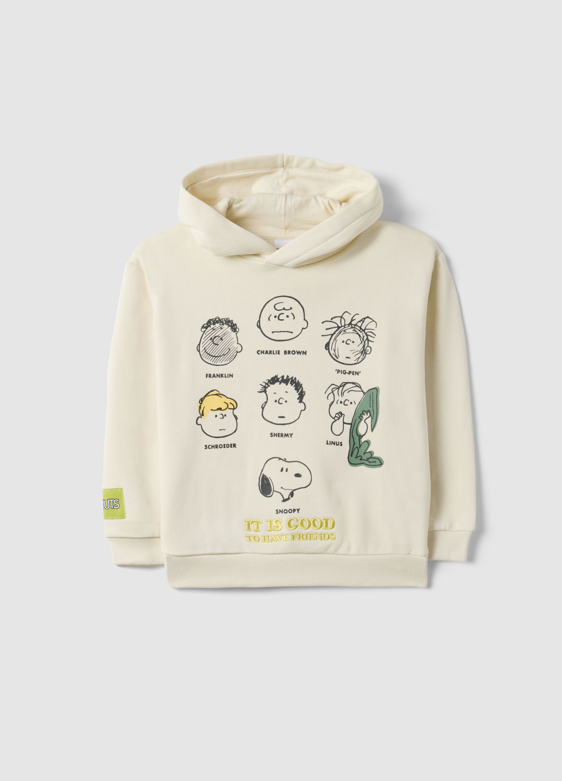 PEANUTS Boy's Felpa in misto cotone beige da bambino regular fit con ...