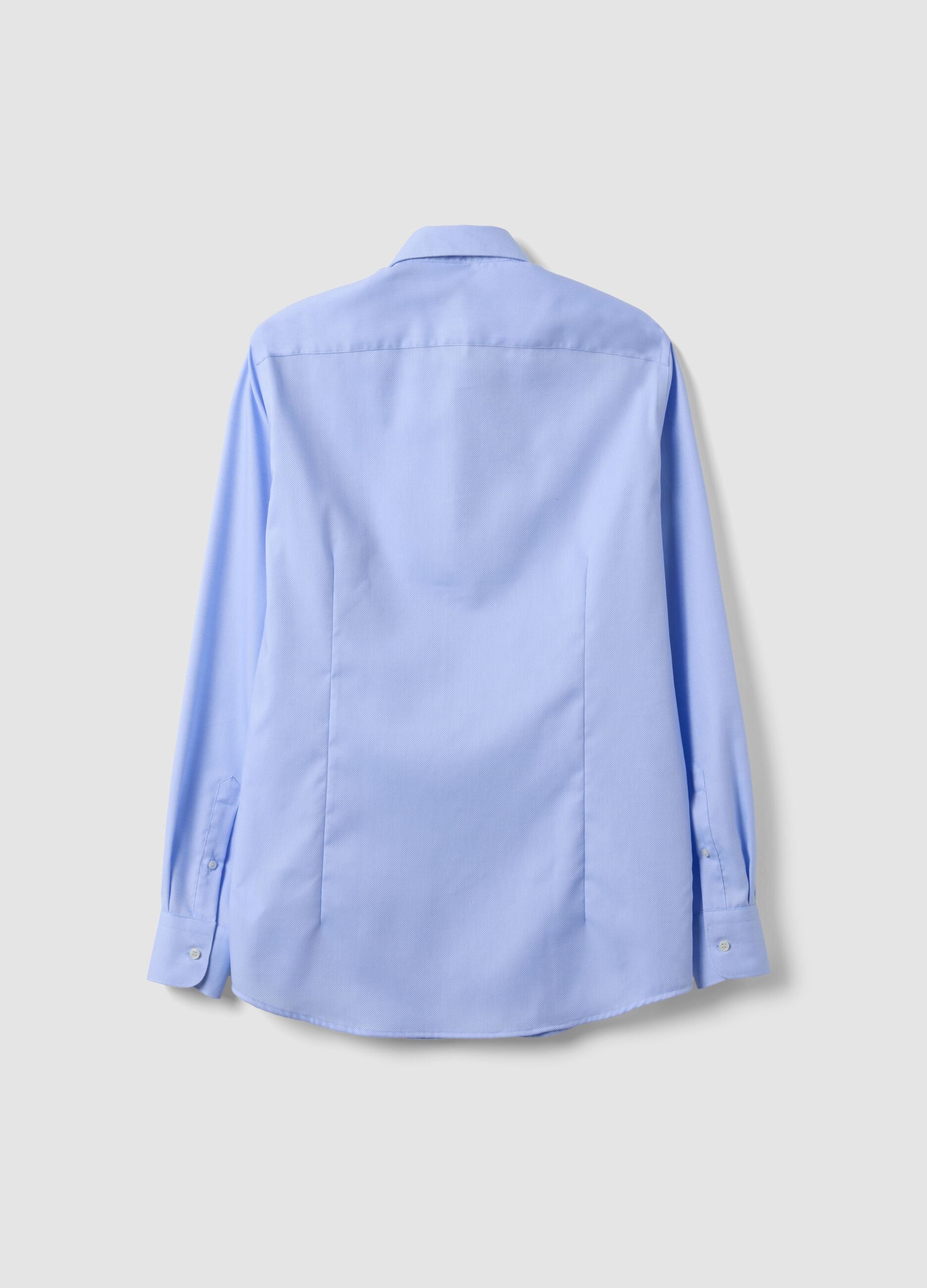 Man's Light blue slim-fit pure cotton no-iron shirt with cutaway collar ...