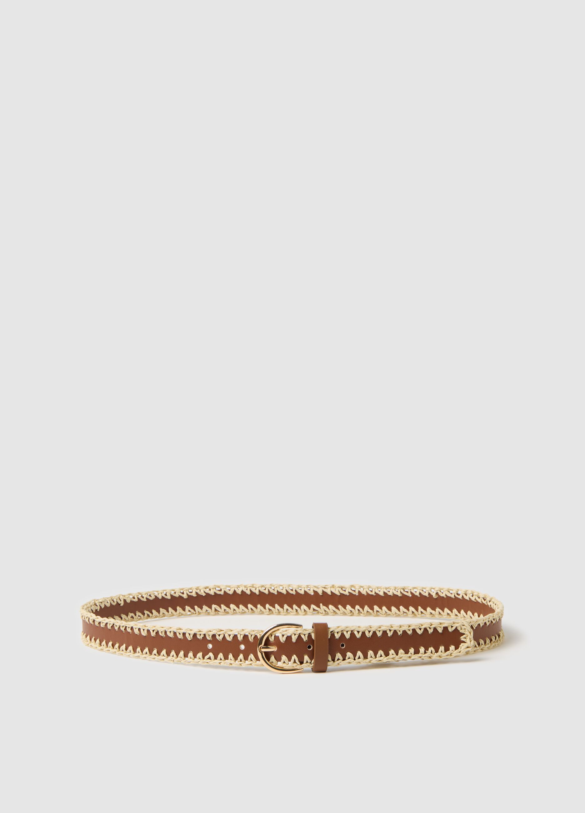 Woman's Belt with woven raffia edging | OVS