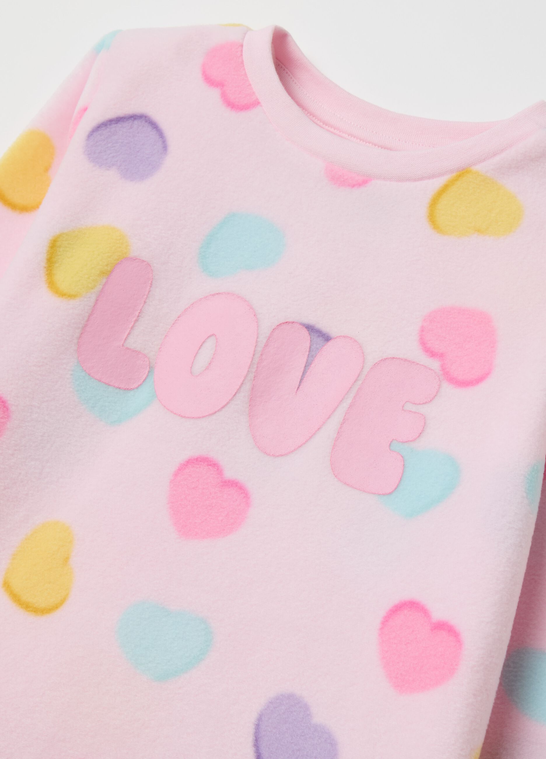 OVS KIDS Girl's Velour pyjamas with multicoloured hearts print | OVS