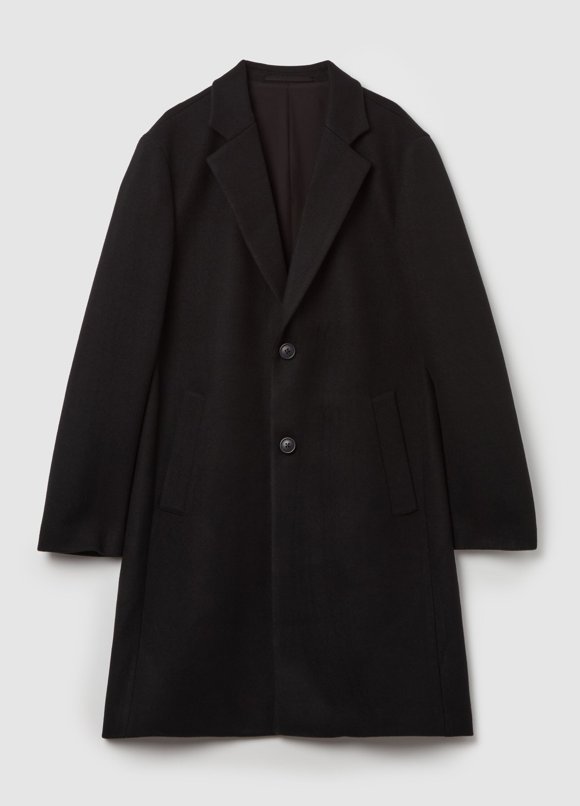 PIOMBO Man's Black Long single-breasted solid colour coat | OVS
