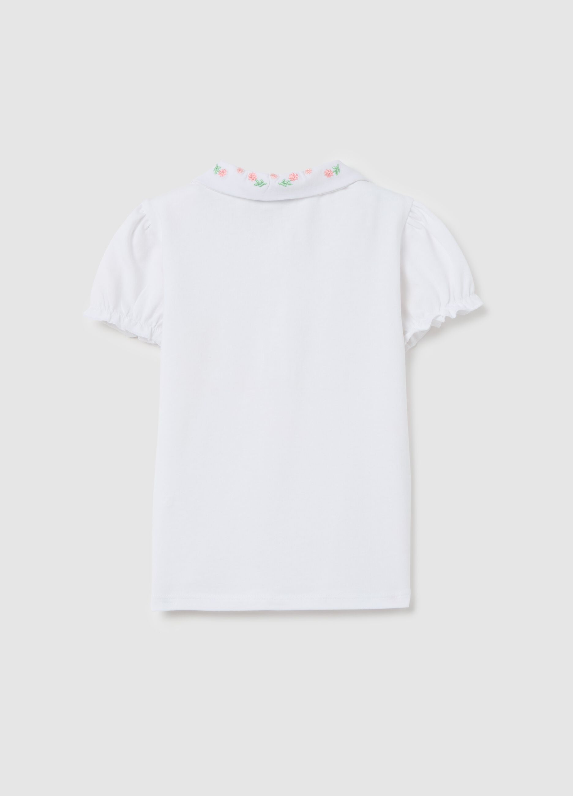 FAGOTTINO Baby Girl's Stretch cotton polo shirt with flowers embroidery ...